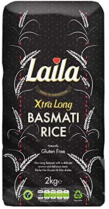 LAILA XTRA LONG GRAIN BASMATI RICE 6x2kg - Aekshea Foods Wholesale